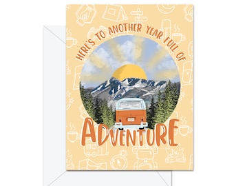 Here’s to Another Year Full of Adventure Happy Birthday Card - Happy ...