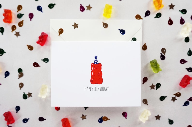 Gummy Bear happy Birthday Greeting Card | Etsy