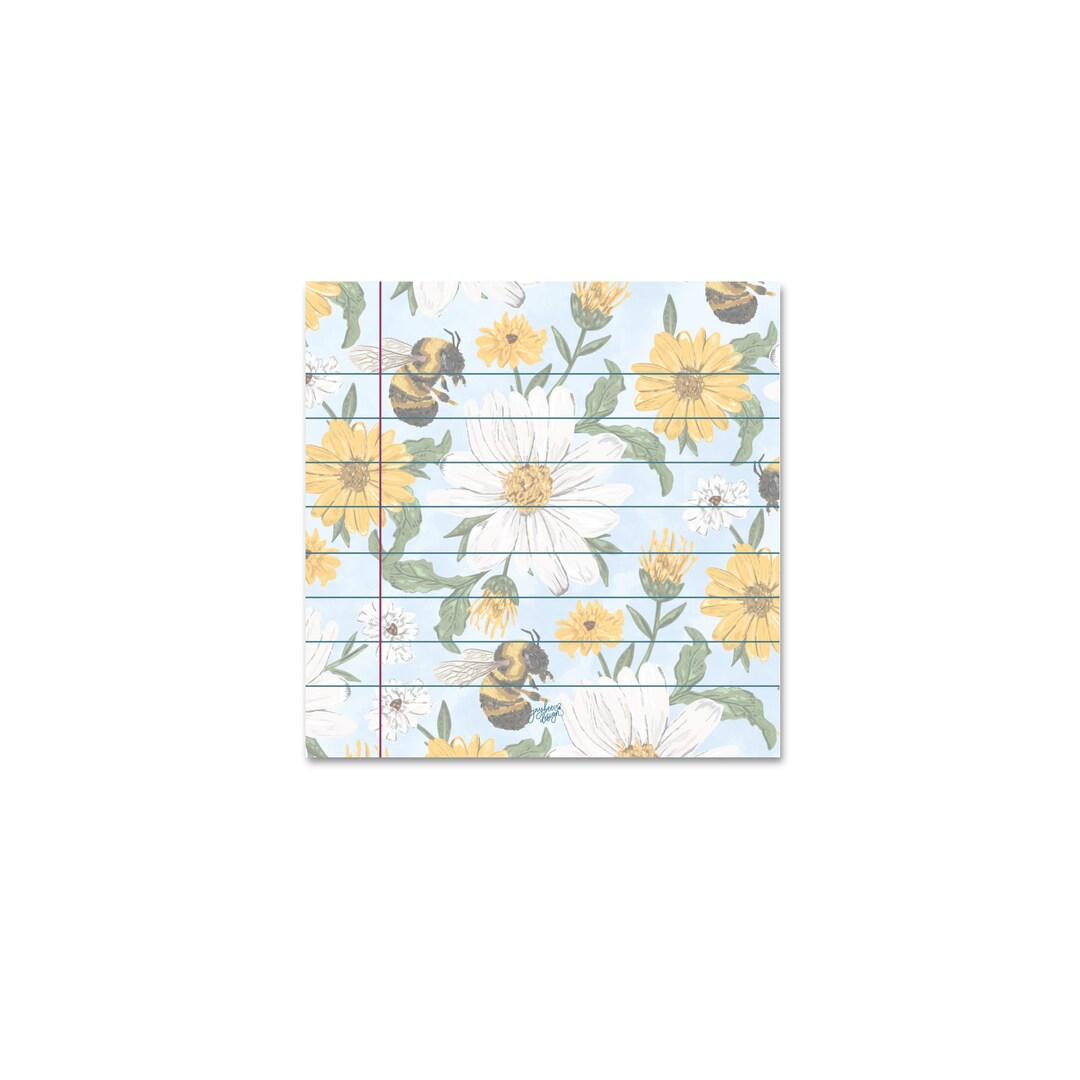 Blue Honeybee Floral Sticky Notes - Etsy