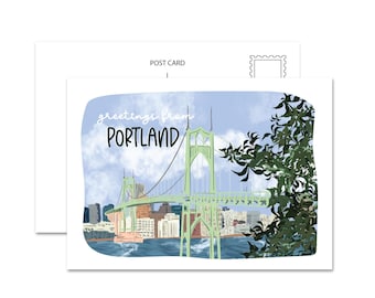 Portland Card, Illustrated Portland Greeting Card, Portland Oregon Gift ...