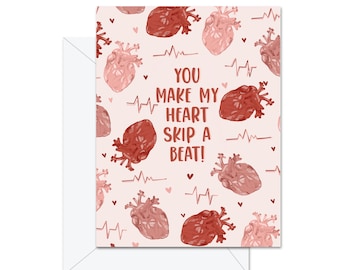 You Make My Heart Skip a Beat, Romantic Funny Card for Her Him ...