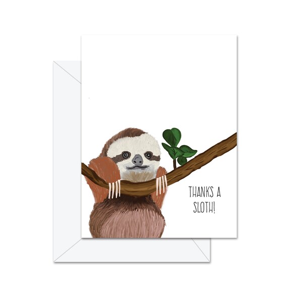 Thank You Thanks A Sloth Greeting Card | Etsy