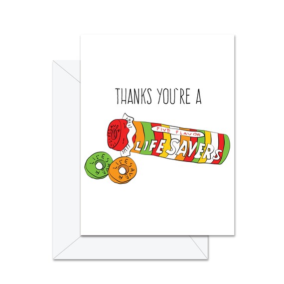 Thanks You're A Lifesaver Thank You Greeting Card | Etsy