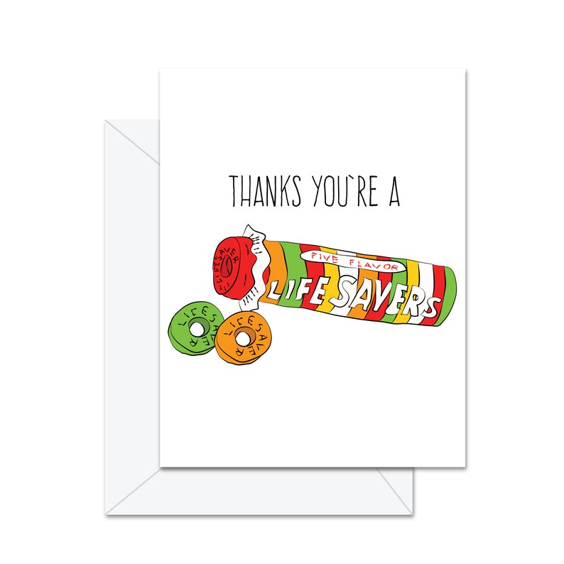 Thanks You're A Lifesaver Thank You Greeting Card - Etsy