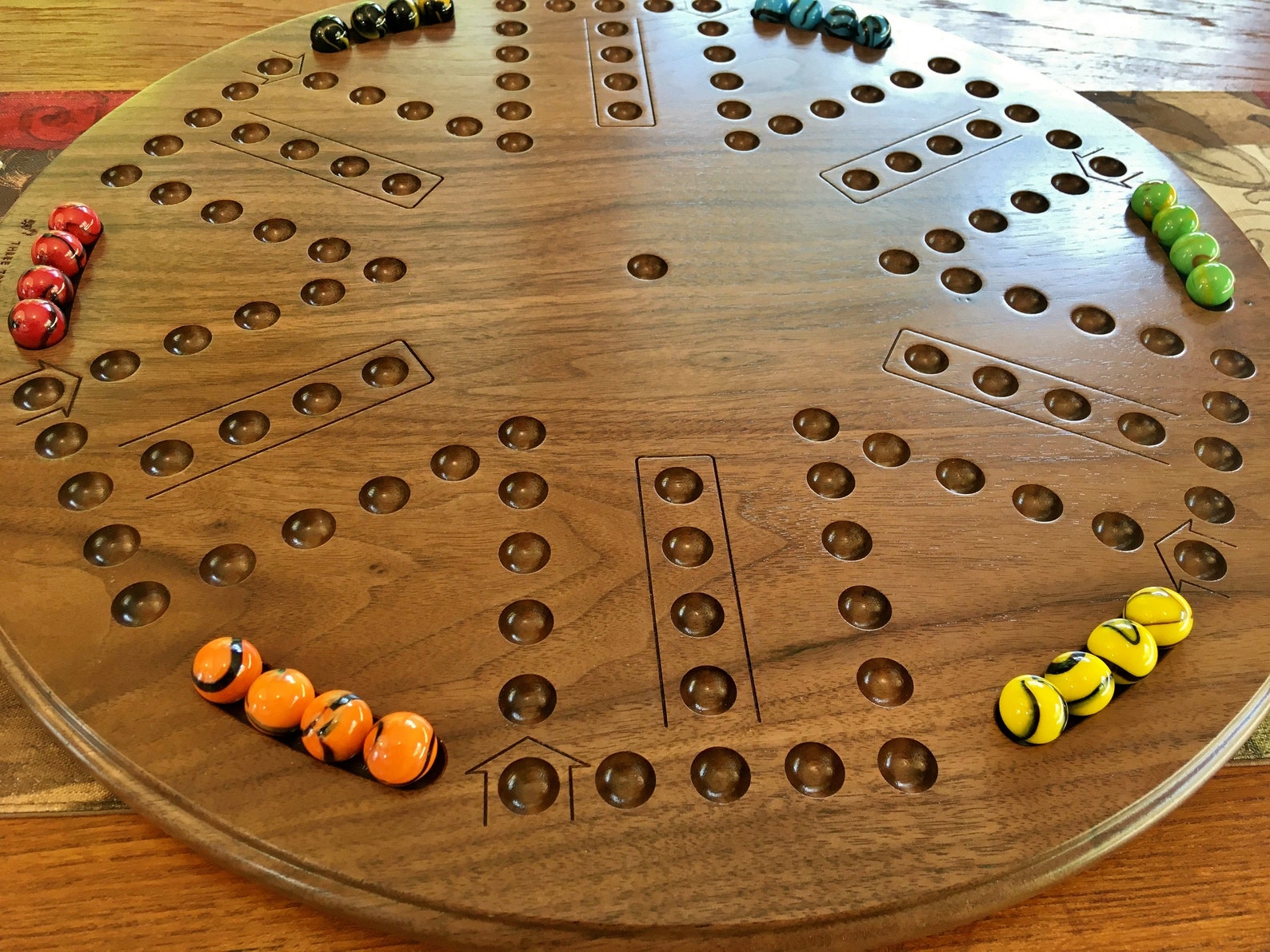 Handmade Cards & Marbles Double-sided Game: Solid Walnut, Glass Marbles ...