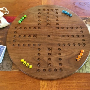 Handmade Cards & Marbles Double-sided Game: Solid Walnut, Glass Marbles ...