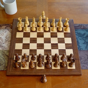 Wooden Chess Set With Solid Walnut Border and Premium Wood Pieces 3.25 ...