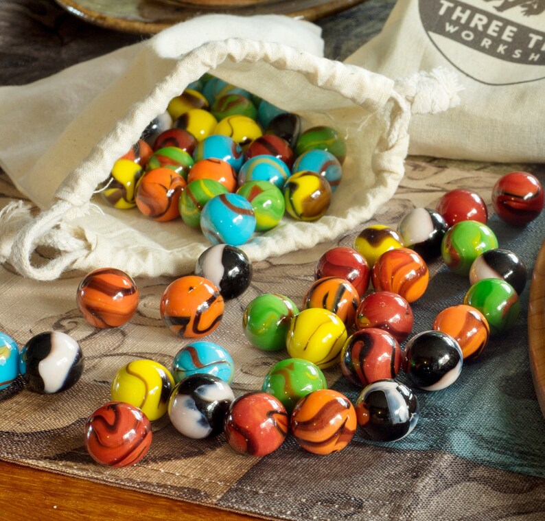 Handmade Cards & Marbles Double-sided Game: Solid Walnut, Glass Marbles ...