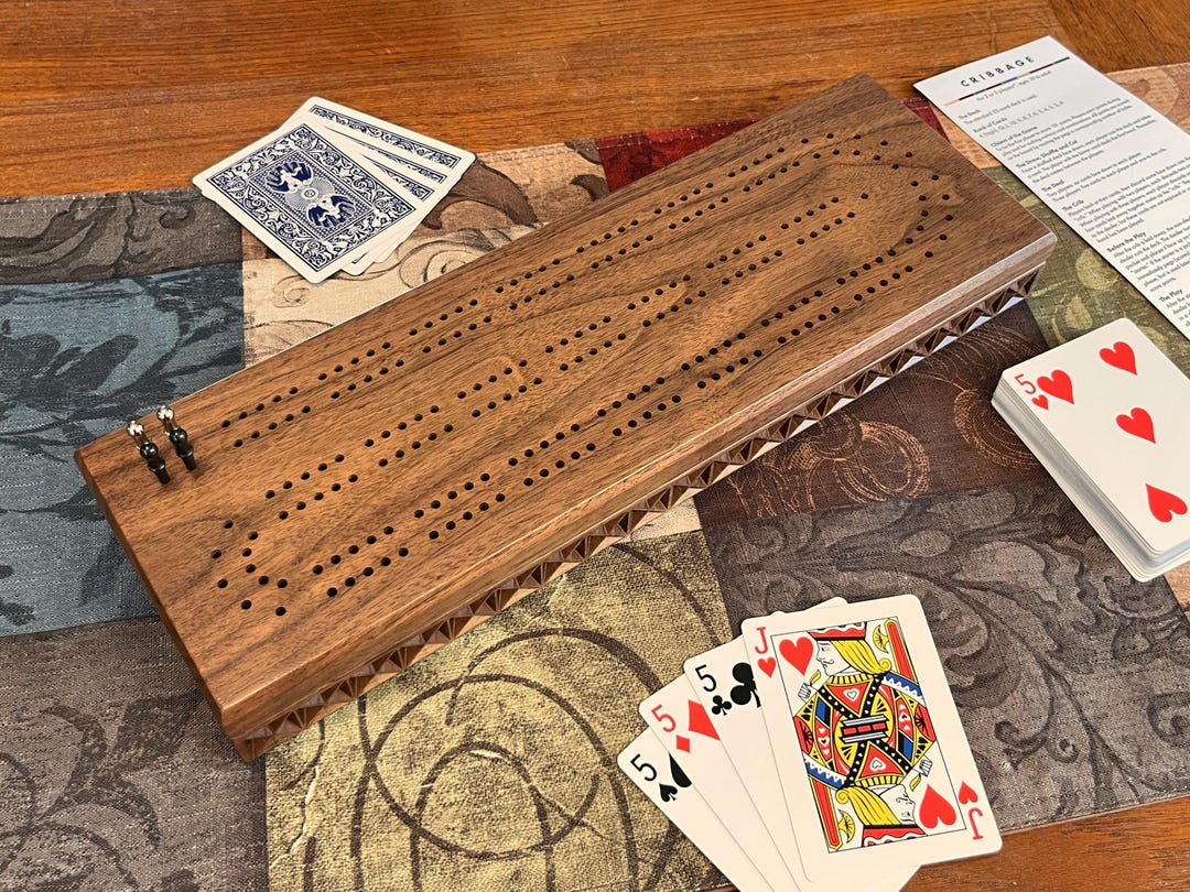 Handmade 2 Track Cribbage Board: Walnut, Cherry, or Oak; Storage for ...