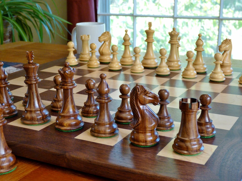 Tournament Chess Set Premium Pieces Walnut Board With Solid - Etsy
