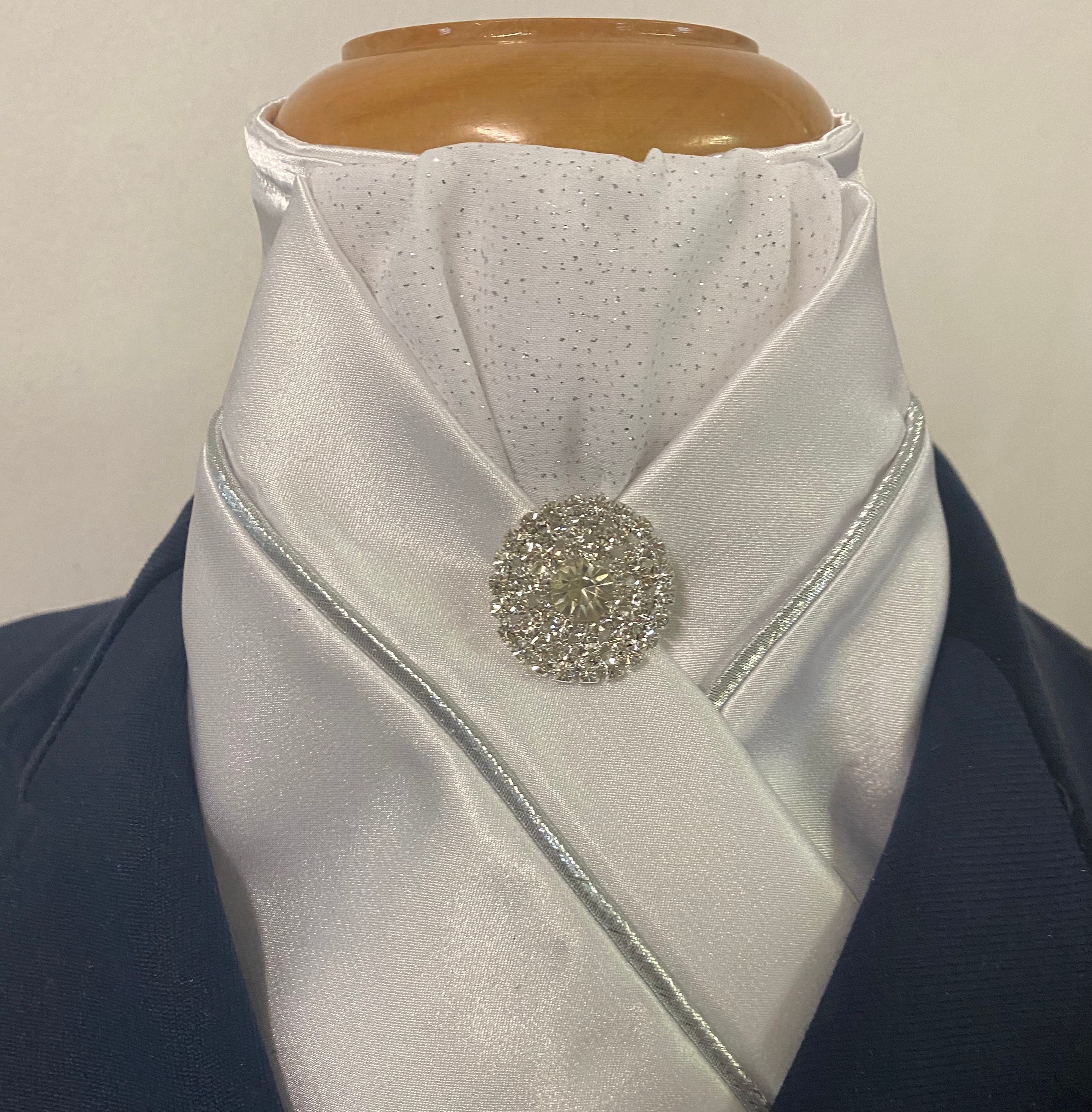 HHD White Satin Custom Dressage Equestrian Stock Tie ‘silver Mist’ - Etsy