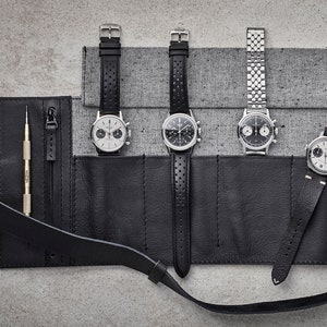 Watch Roll Custom 2-6 Watches Slots, Men Travel Black Leather Watch ...