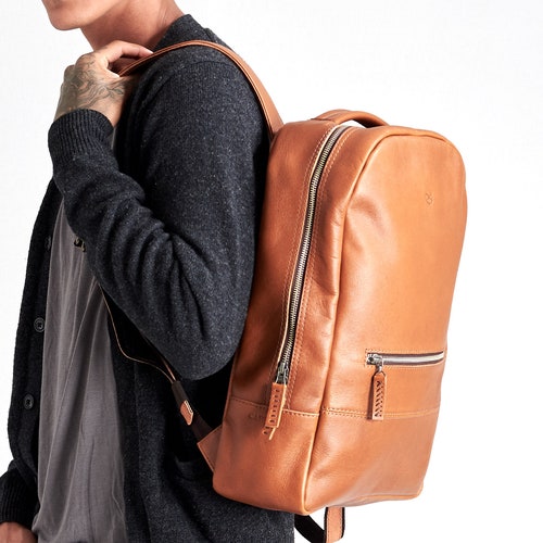 Green Leather Laptop Backpack Men. Travel Rucksack Handmade - Etsy