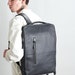 Black Leather Slim Tech Laptop Backpack. Mens Minimalistic Tech ...