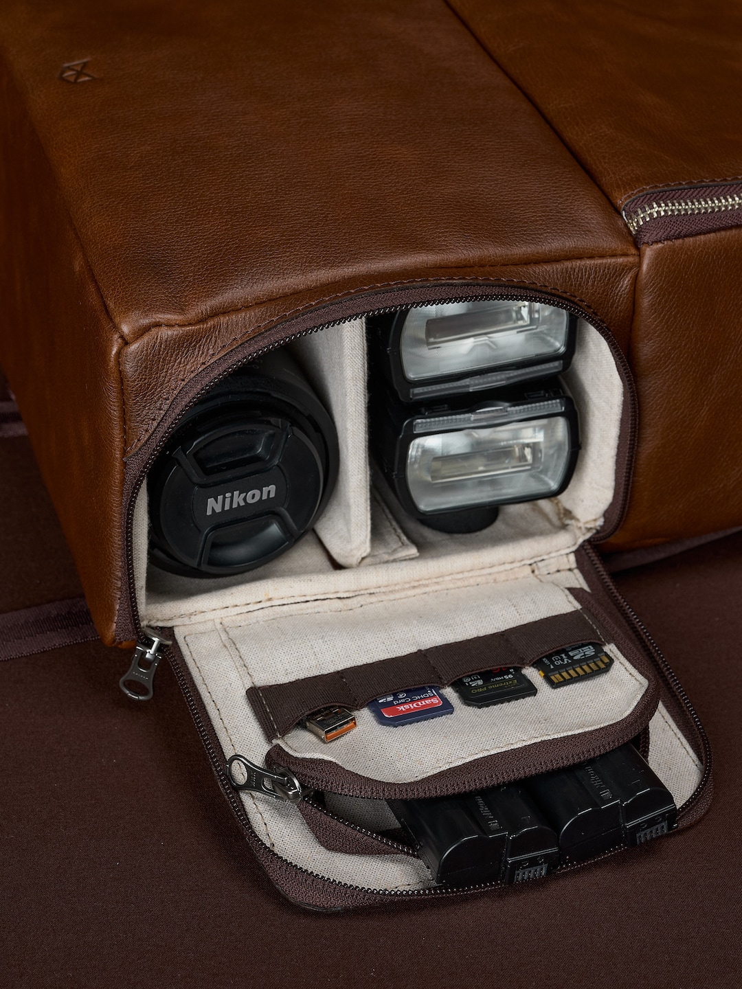 Brown Leather Camera Backpack, Urban Backpack, DSL Backpack, Commuter ...