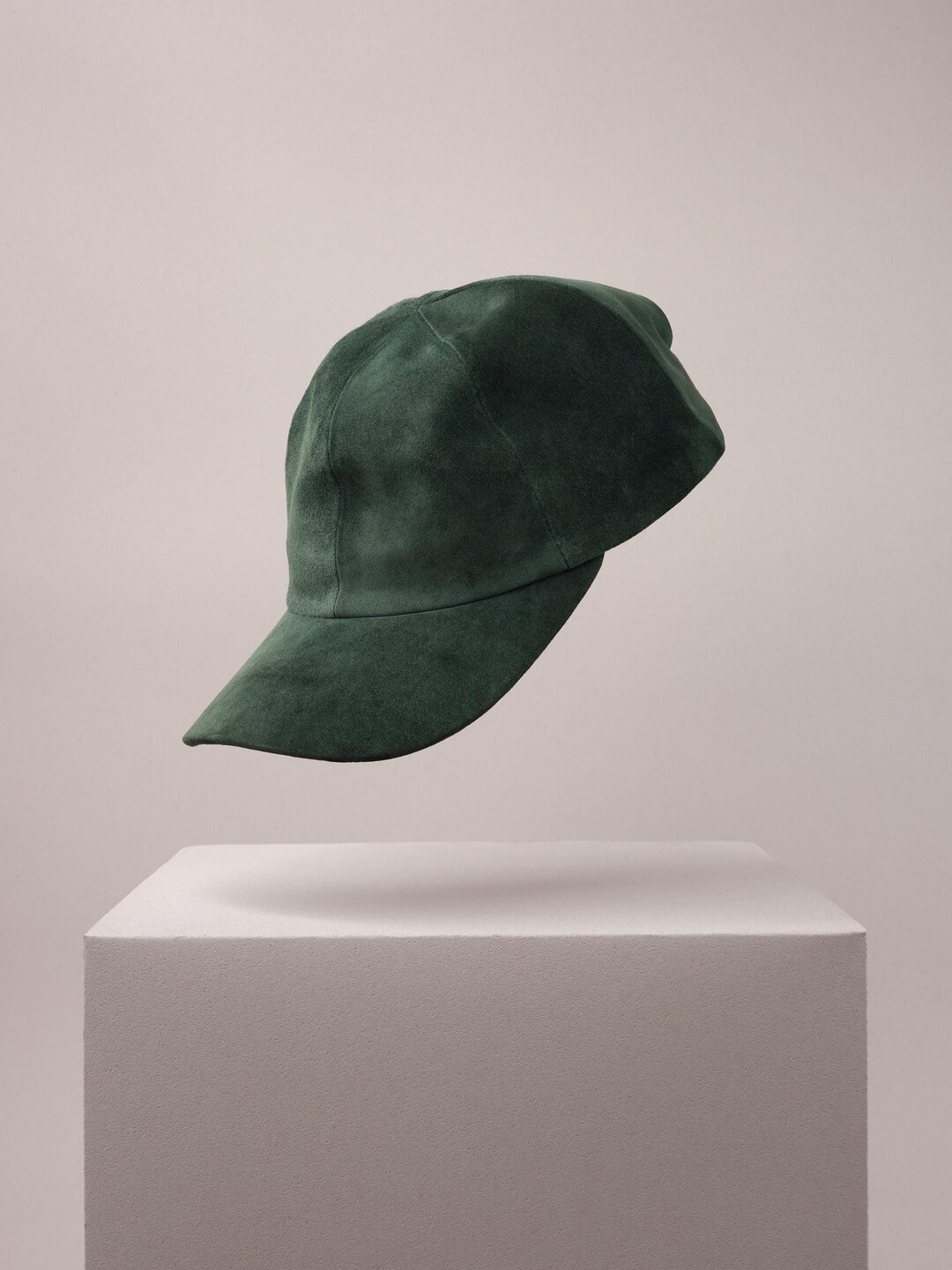 Calf Suede Baseball Cap, Green Suede Hat With Ear Flaps, Leather Cap, Classic Adjustable ...