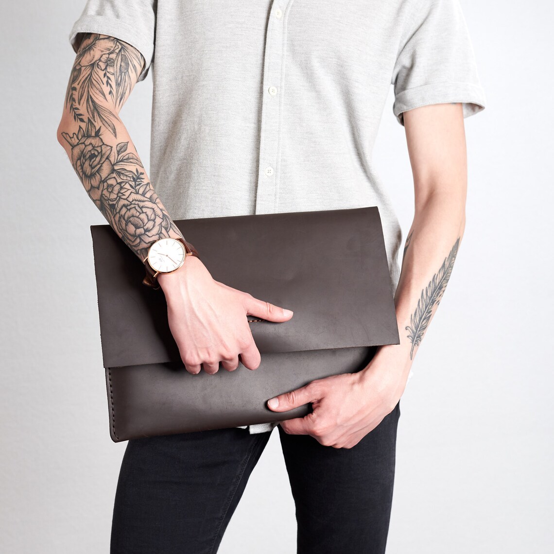 Marron Leather ASUS Zenbook Pro Duo Sleeve, Men Laptop Case, ASUS ...