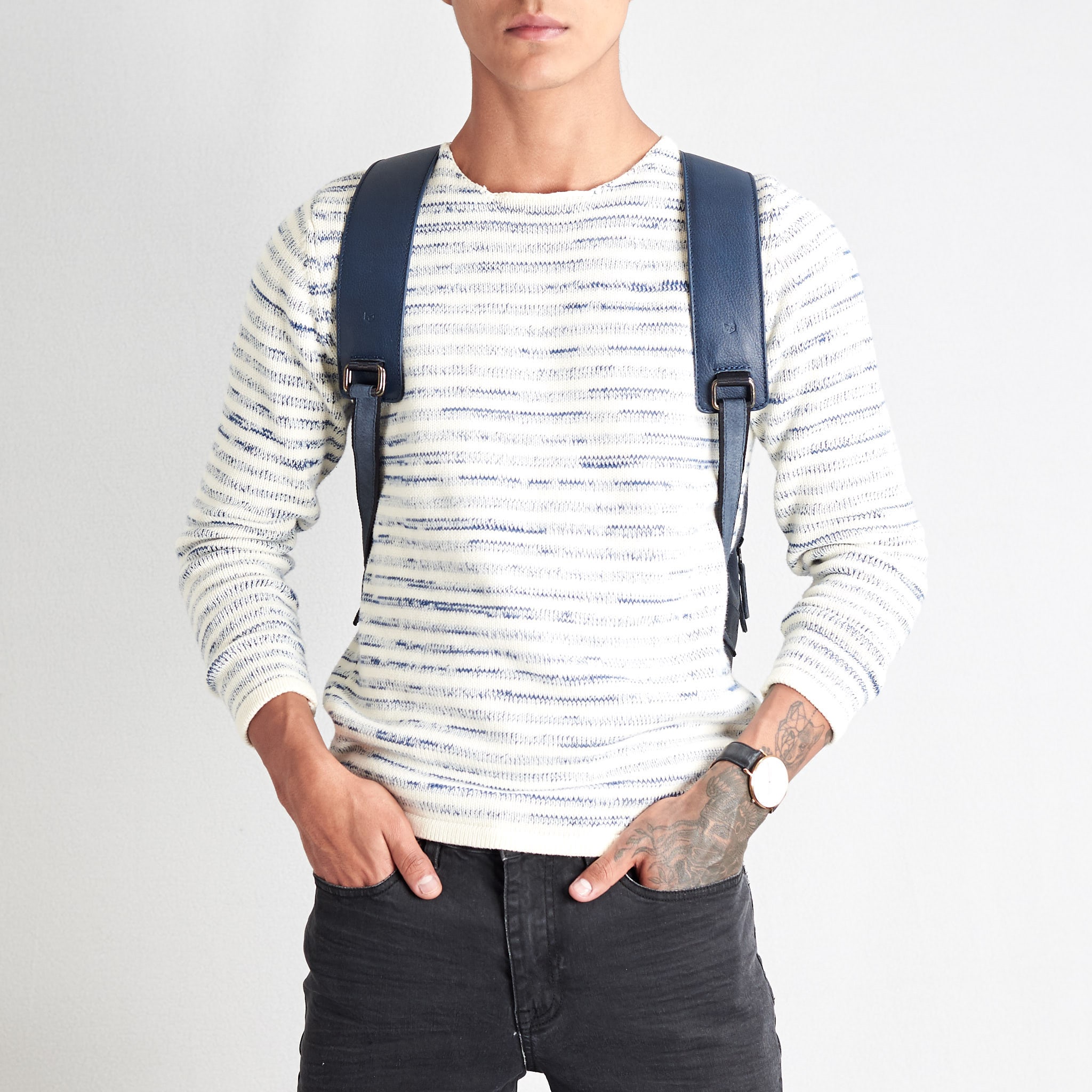 Navy Leather Backpack Laptop Men Handmade Travel Bag Camera Rucksack ...