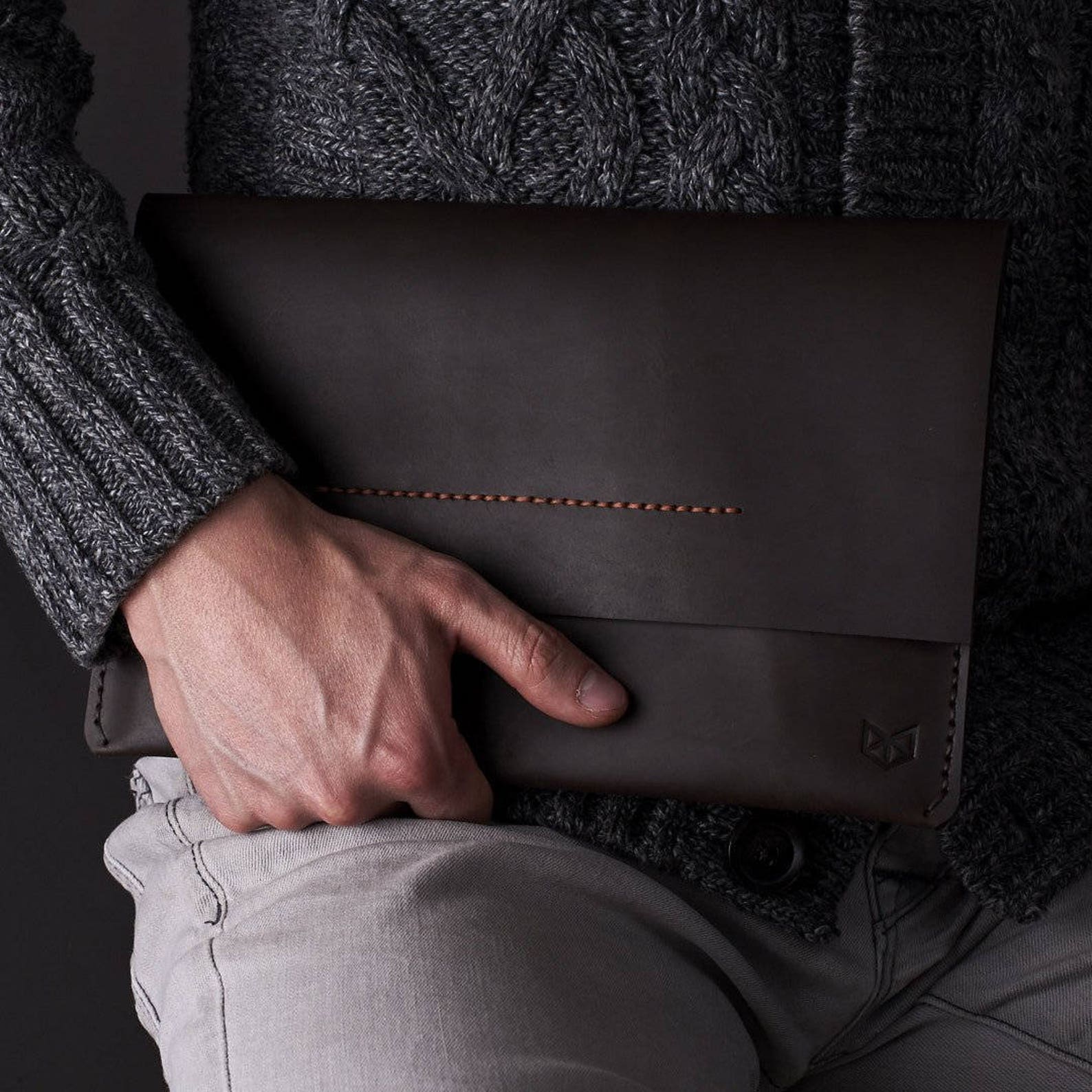 Marron Leather ASUS Zenbook Pro Duo Sleeve Men Laptop Case | Etsy