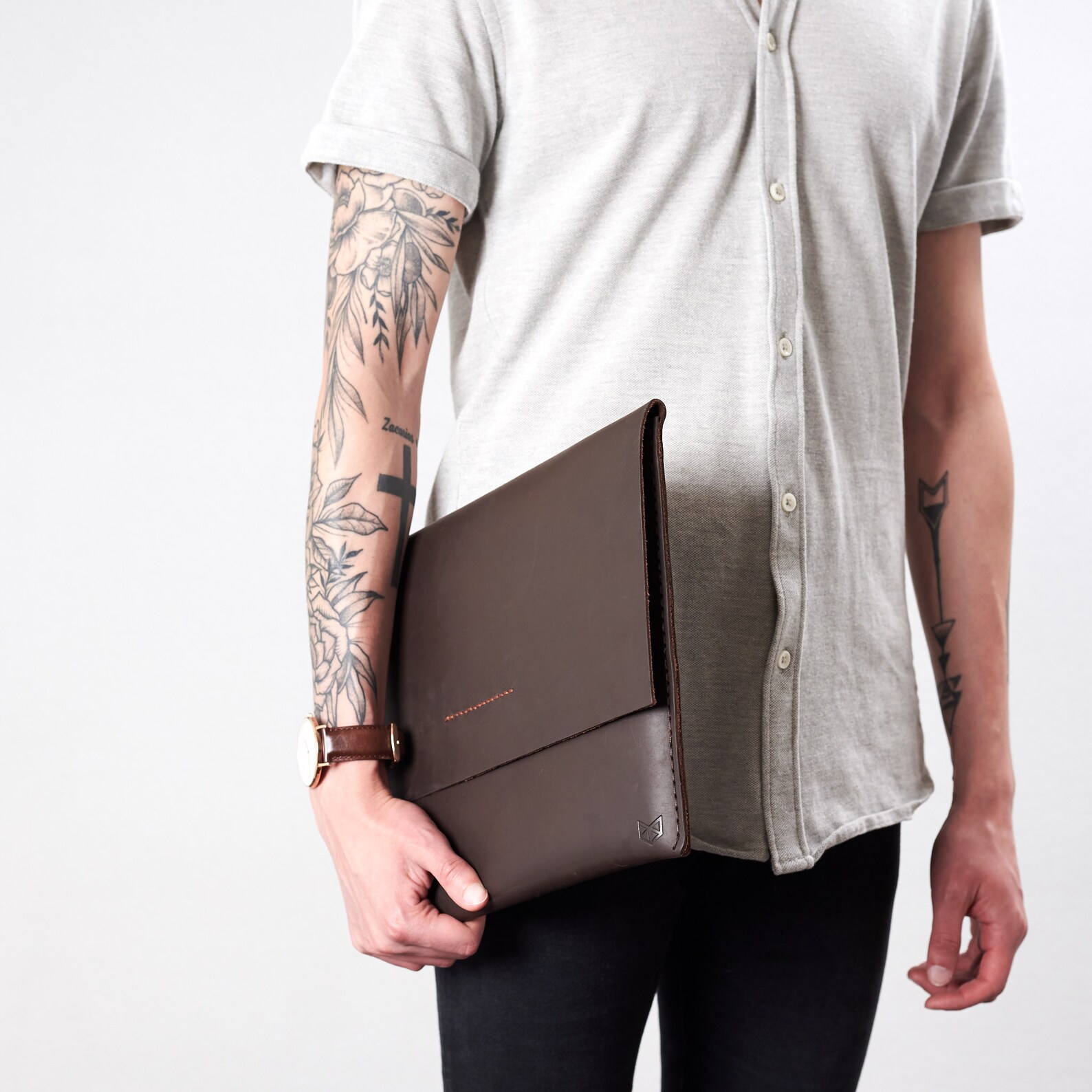 Marron Leather ASUS Zenbook Pro Duo Sleeve, Men Laptop Case, ASUS ...