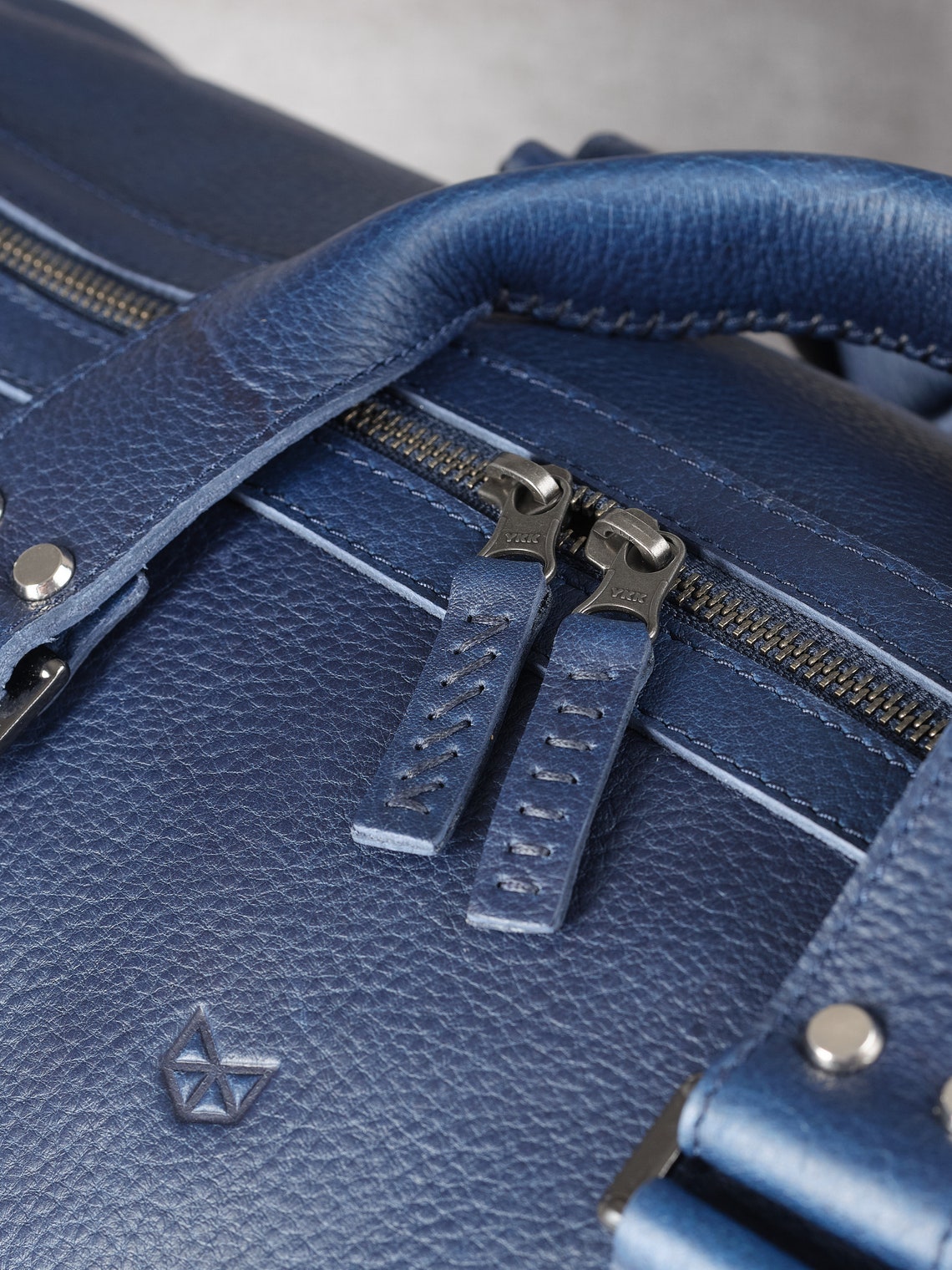 Blue Leather Duffle Bag Men Medium Shoulder Travel Weekender - Etsy