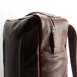 Dark Brown Leather Laptop Backpack Men. Travel Rucksack, MacBook Pro 14 ...