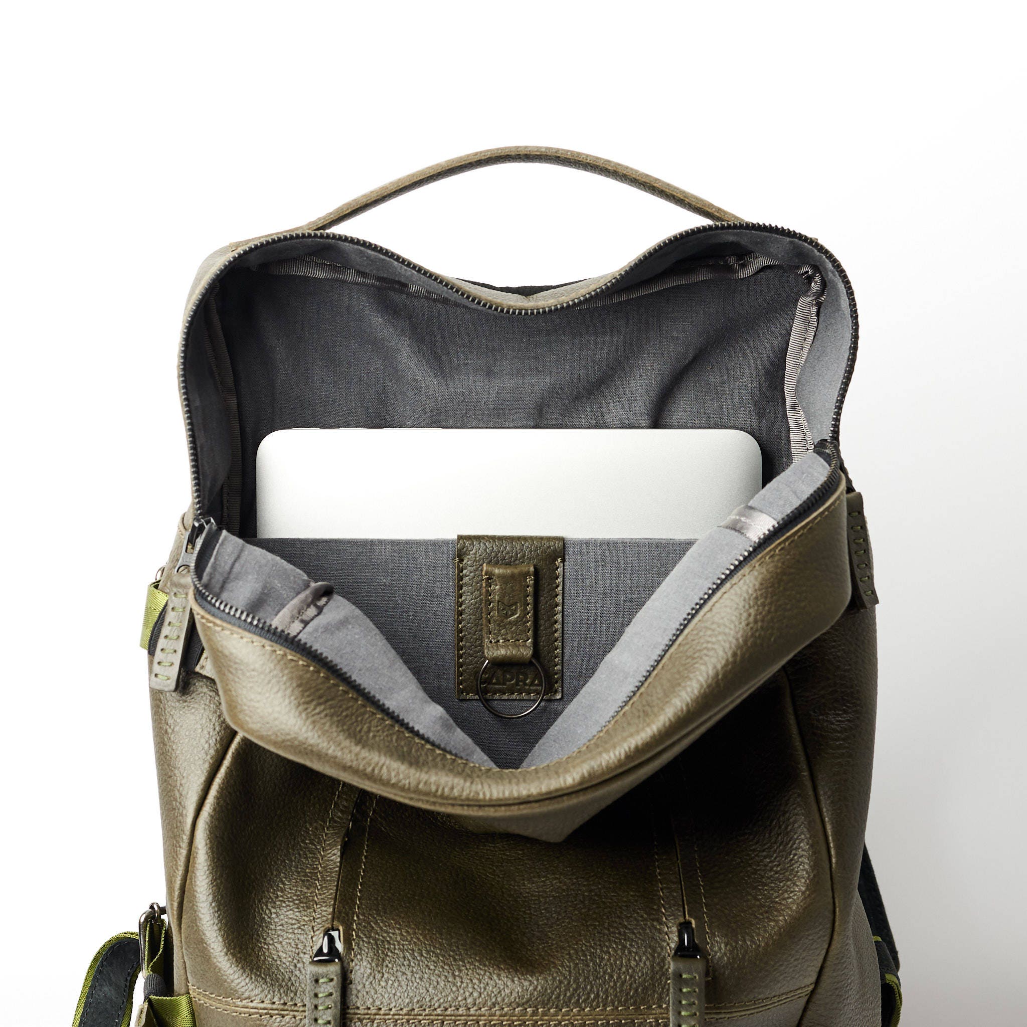 Green Leather Laptop Backpack Men. Travel Rucksack Handmade | Etsy