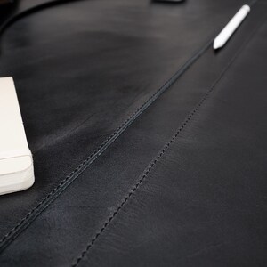 Black Leather Mouse Keyboard Pad, Men Desk Mat Blotter, Handmade Laptop ...