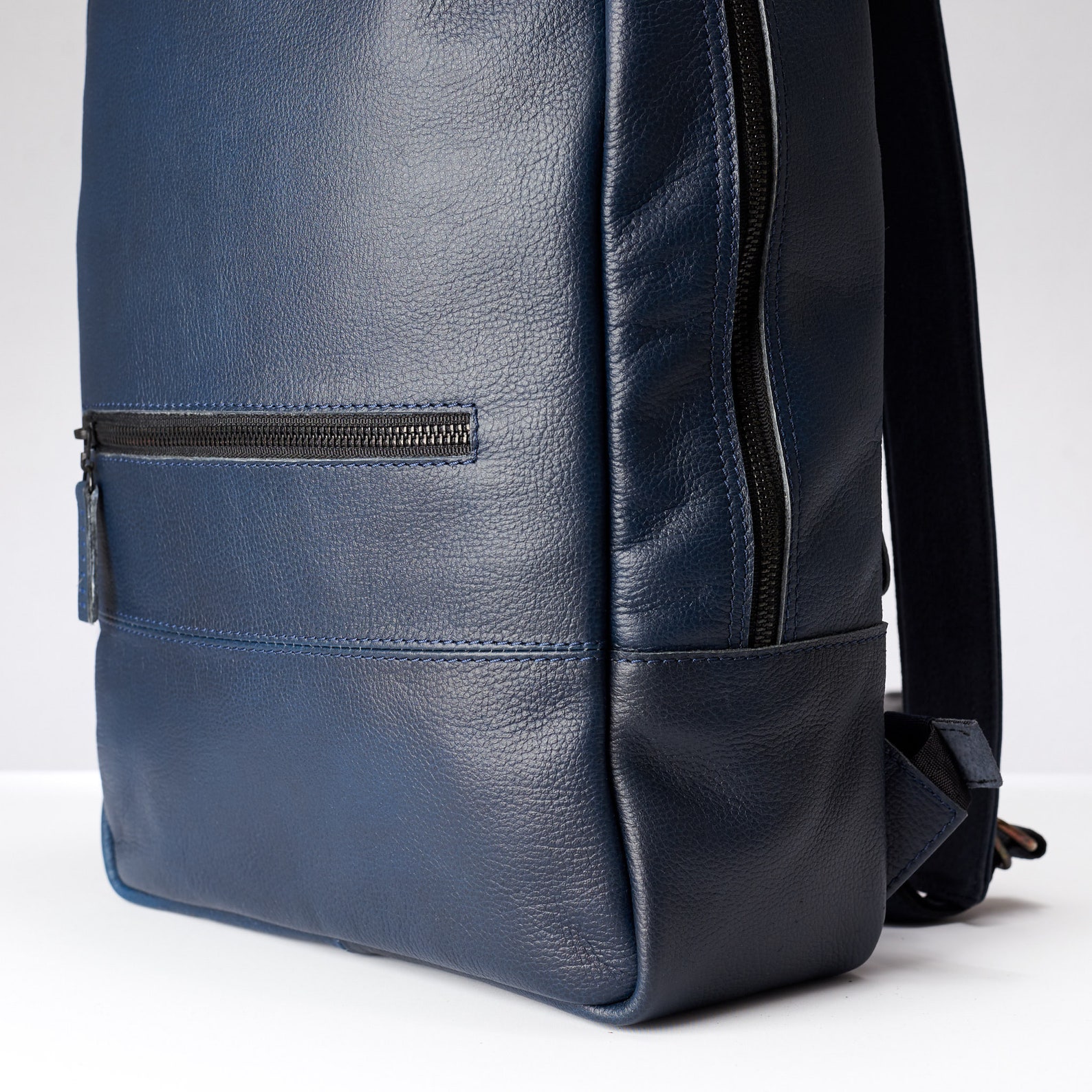 Navy Leather Backpack Laptop Men Handmade Travel Bag Camera Rucksack ...