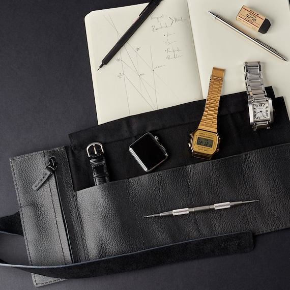 Watch Roll Custom 2-6 Watches Slots Men Travel Black Leather | Etsy