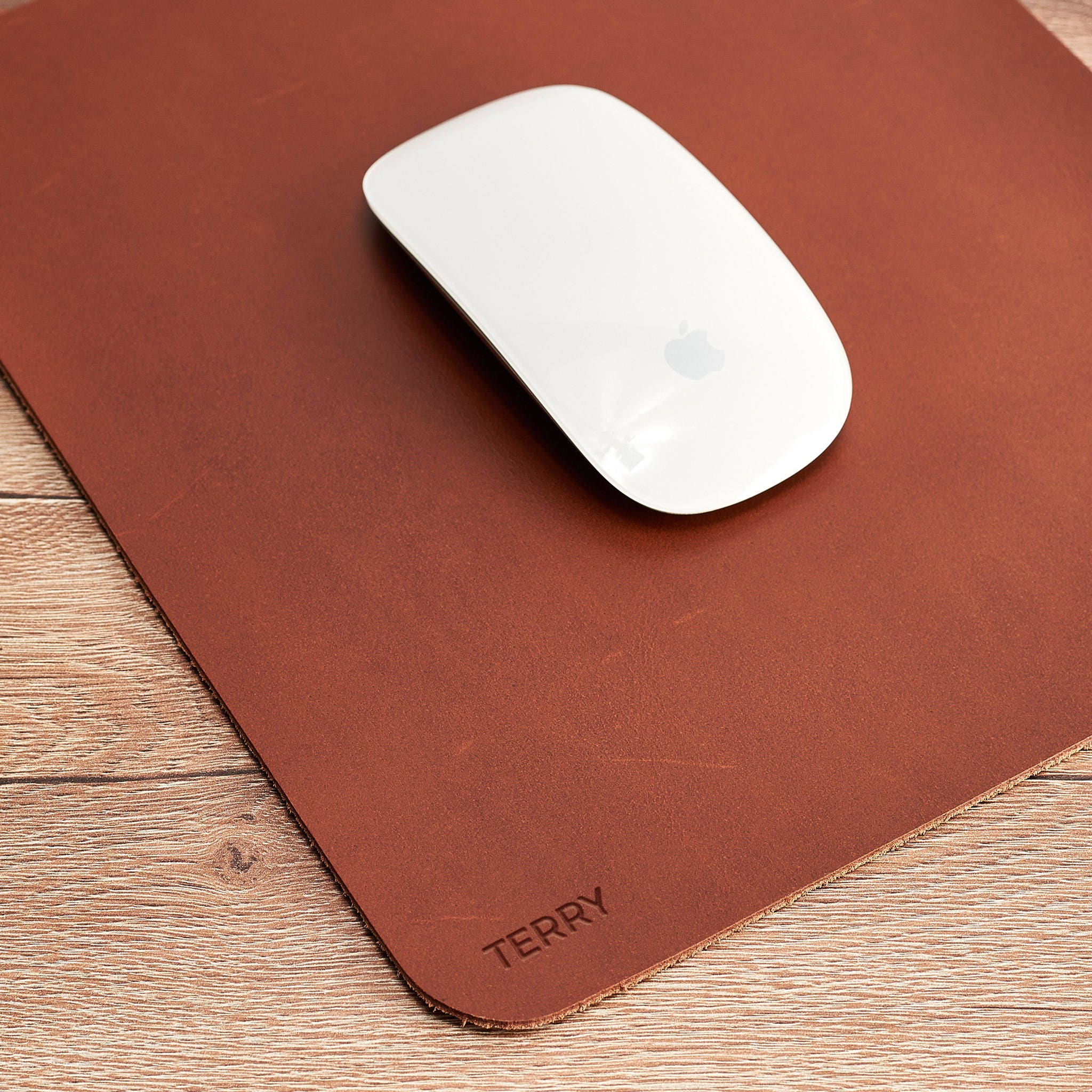 Brown Leather Mouse Pad Men Desk Mouse Pad Kit Cable | Etsy