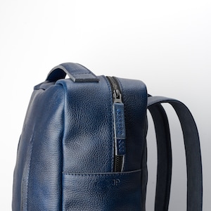Blue Leather Laptop Backpack Men. Travel Rucksack, Handmade Bookbag ...