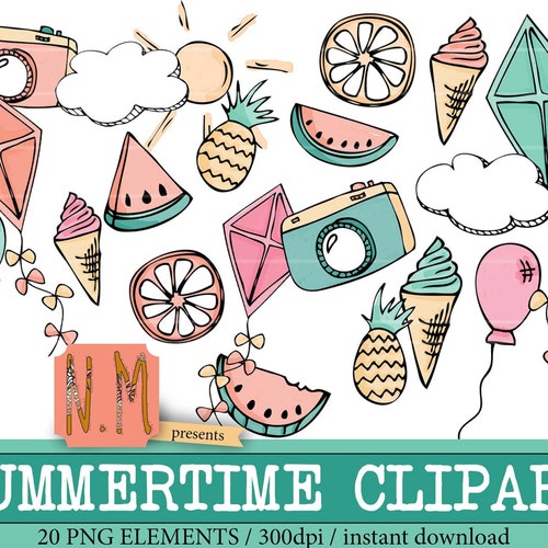 Watermelon Clipart Summer Fruit Digital Clip Art Bright - Etsy
