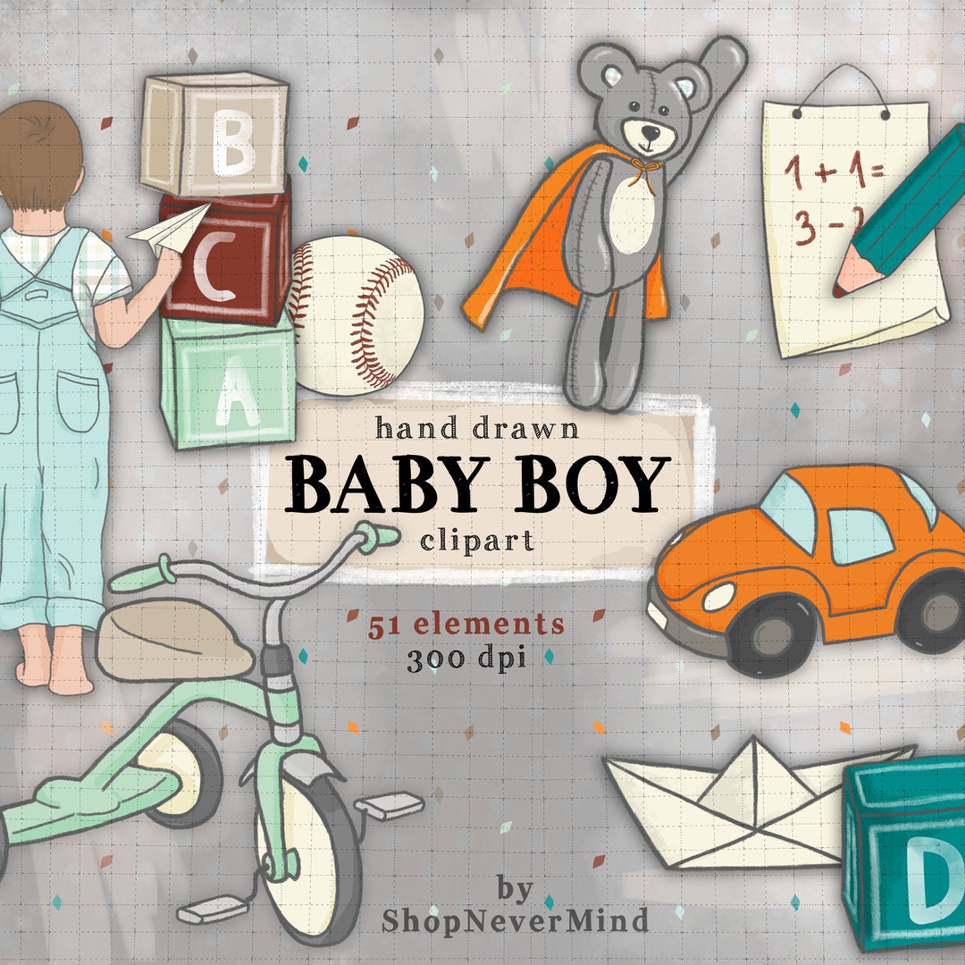 Baby Boy Clipart Set Baby Nursery Digital Clip Art Commercial Use ...