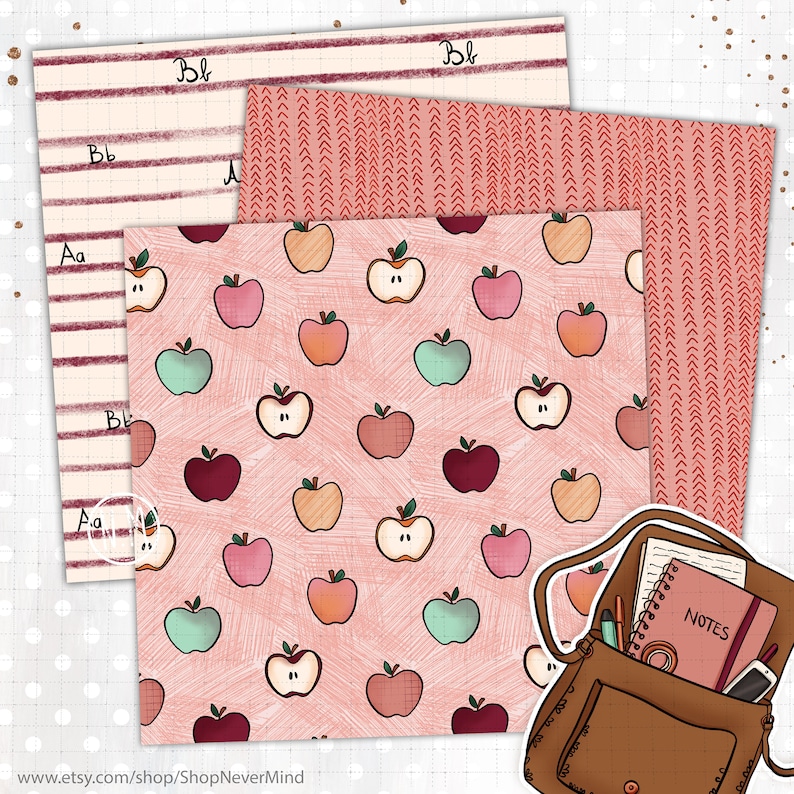 Back to school digital paper pack fall planner girl digital | Etsy