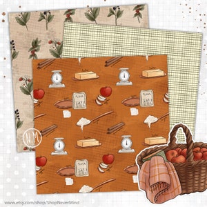 Fall Digital Paper Pack Apple Picking Fall Digital Pattern Apple Pie ...