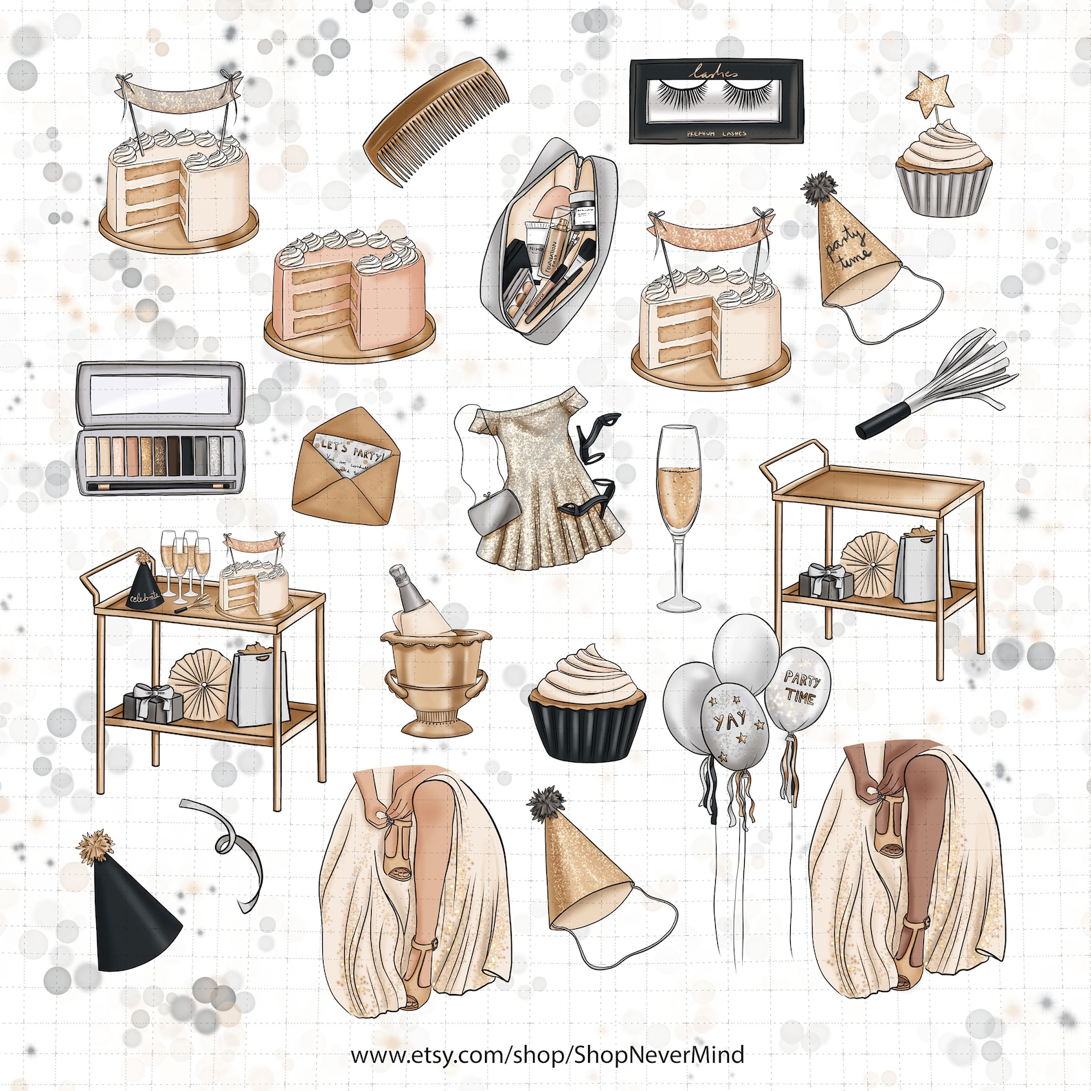 New Years Clipart Kit New Years Party Clipart Birthday Celebration ...