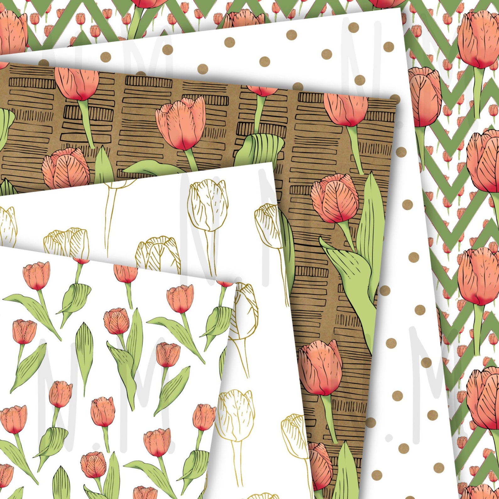 Floral Digital Paper Pack Floral Digital Pattern Pink Floral | Etsy