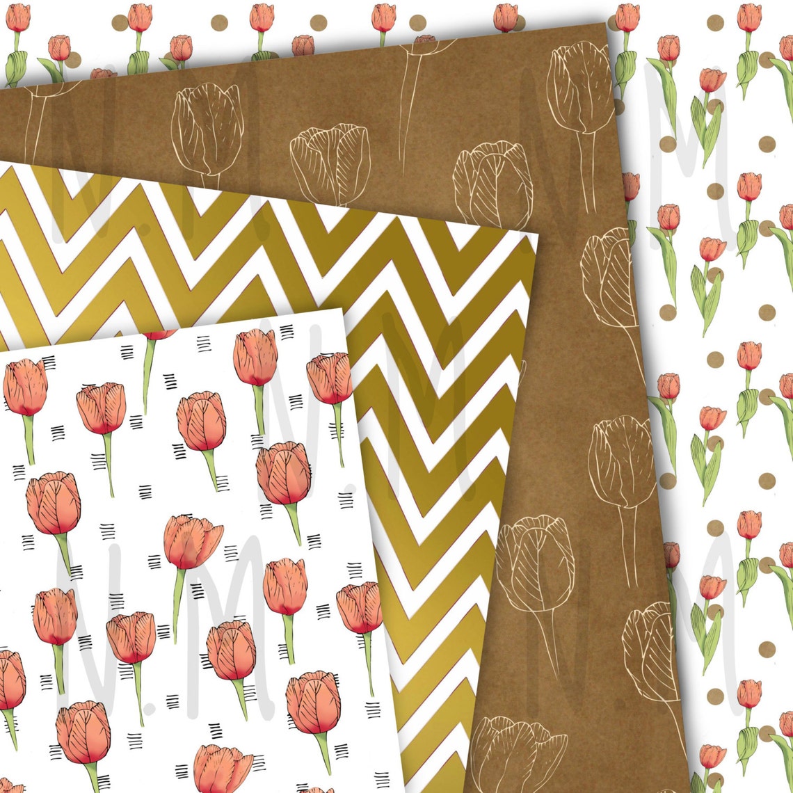 Floral Digital Paper Pack Floral Digital Pattern Pink Floral | Etsy
