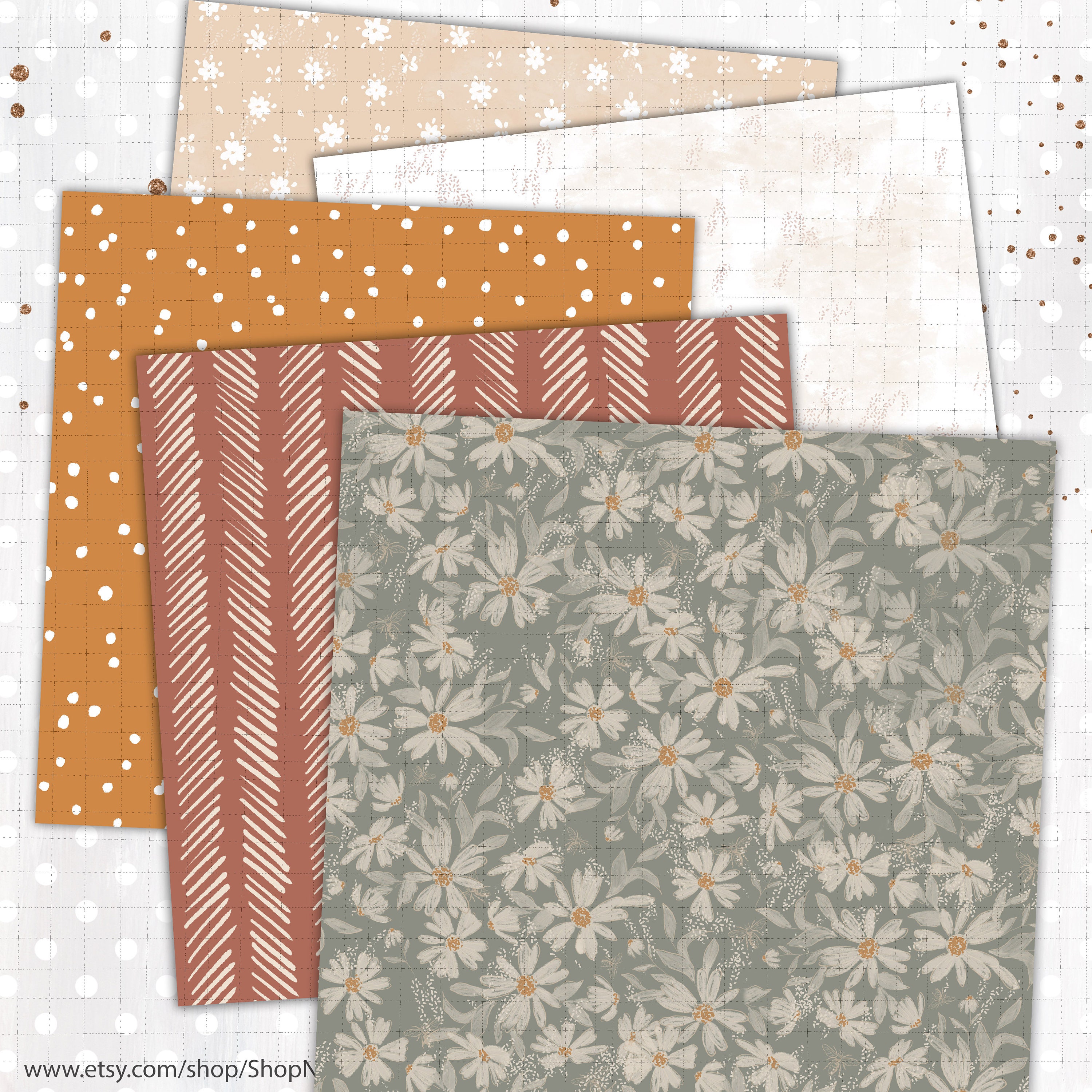 Fall Paper Pack Autumn Rain Digital Pattern Commercial Use - Etsy