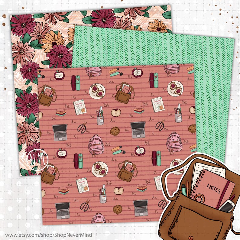 Back to School Digital Paper Pack Fall Planner Girl Digital - Etsy