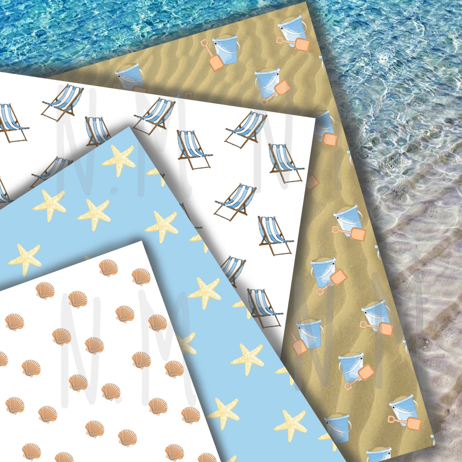 Beach Digital Paper at the Beach Colorful Summer Printable - Etsy