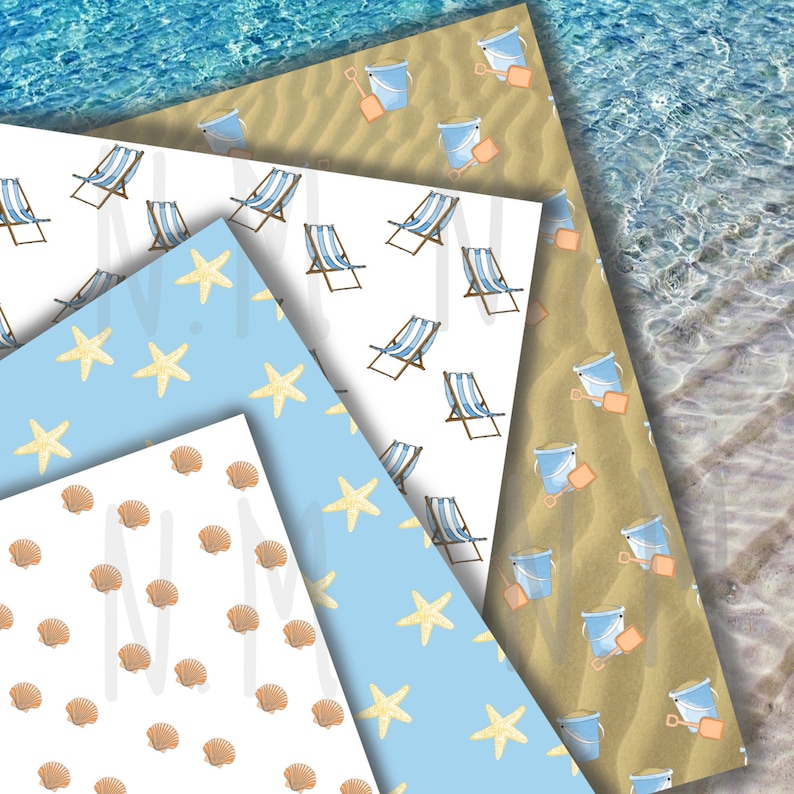 Beach Digital Paper at the Beach Colorful Summer Printable - Etsy