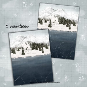 Winter Illustration Winter Frozen Lake Scene Commercial Use Winter ...