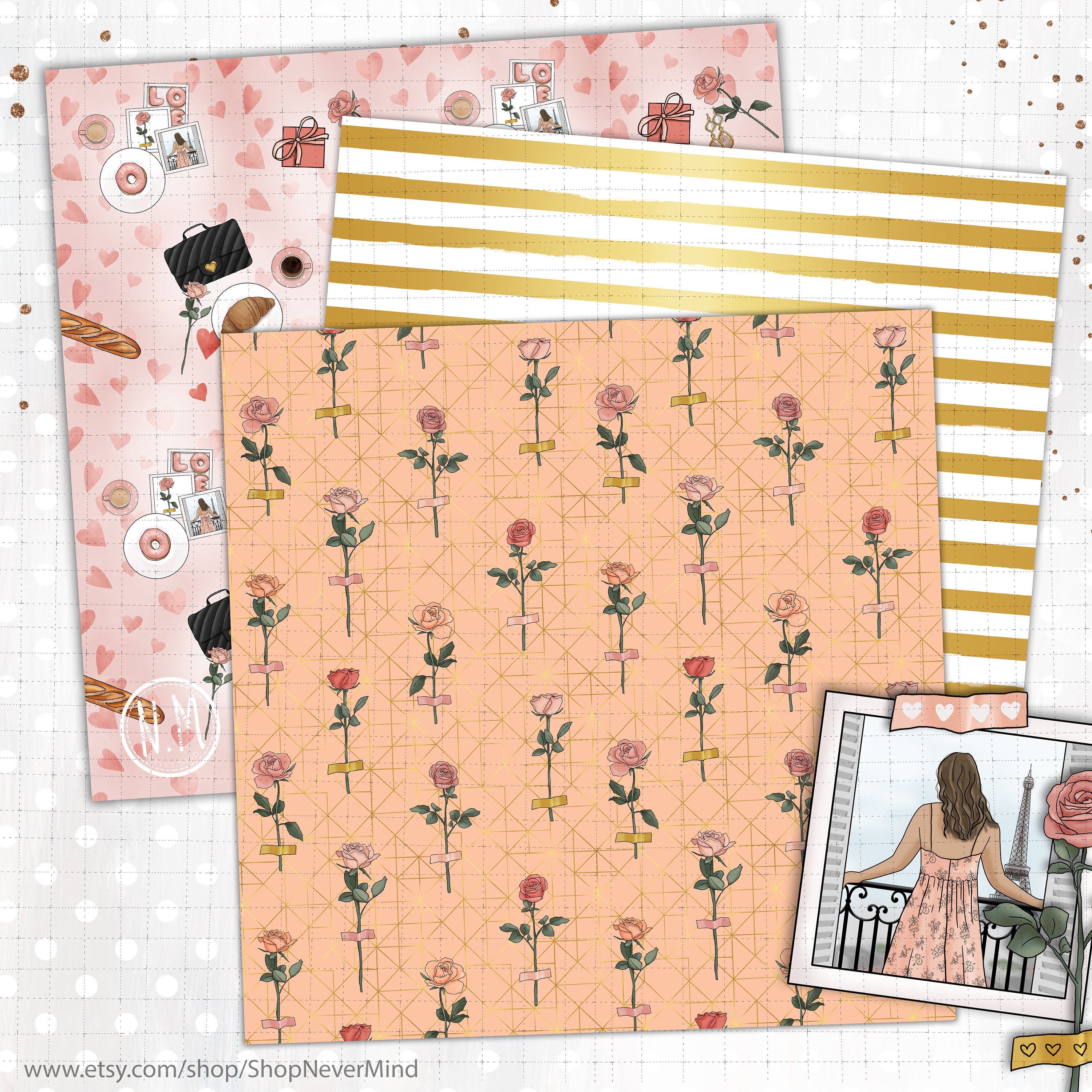 Valentines Day Digital Paper Commercial Use Valentines | Etsy