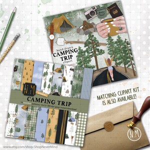Camping Digital Paper Pack Camping Trip Forest Paper Pattern Commercial ...