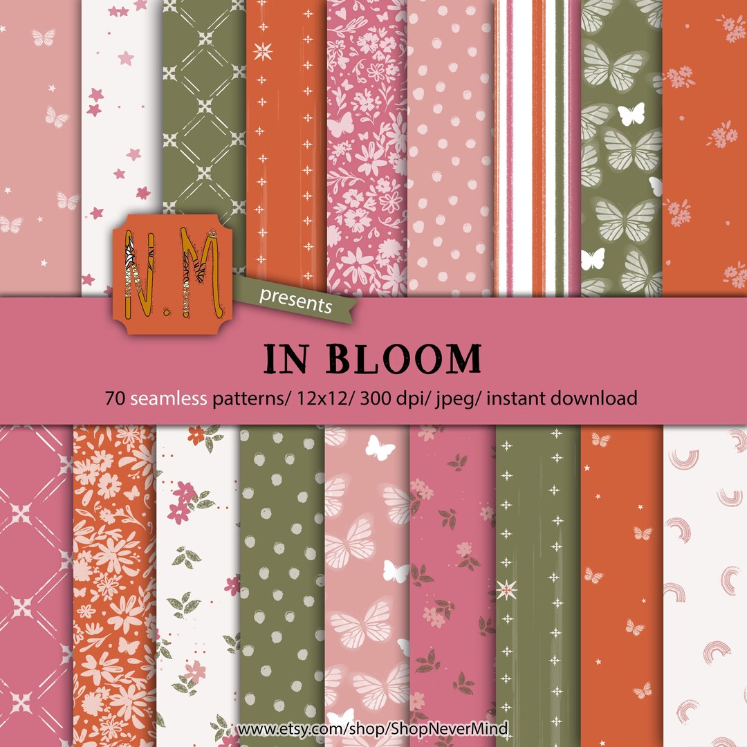 Easter Paper Pack Spring Floral Digital Pattern Commercial Use Seamless ...