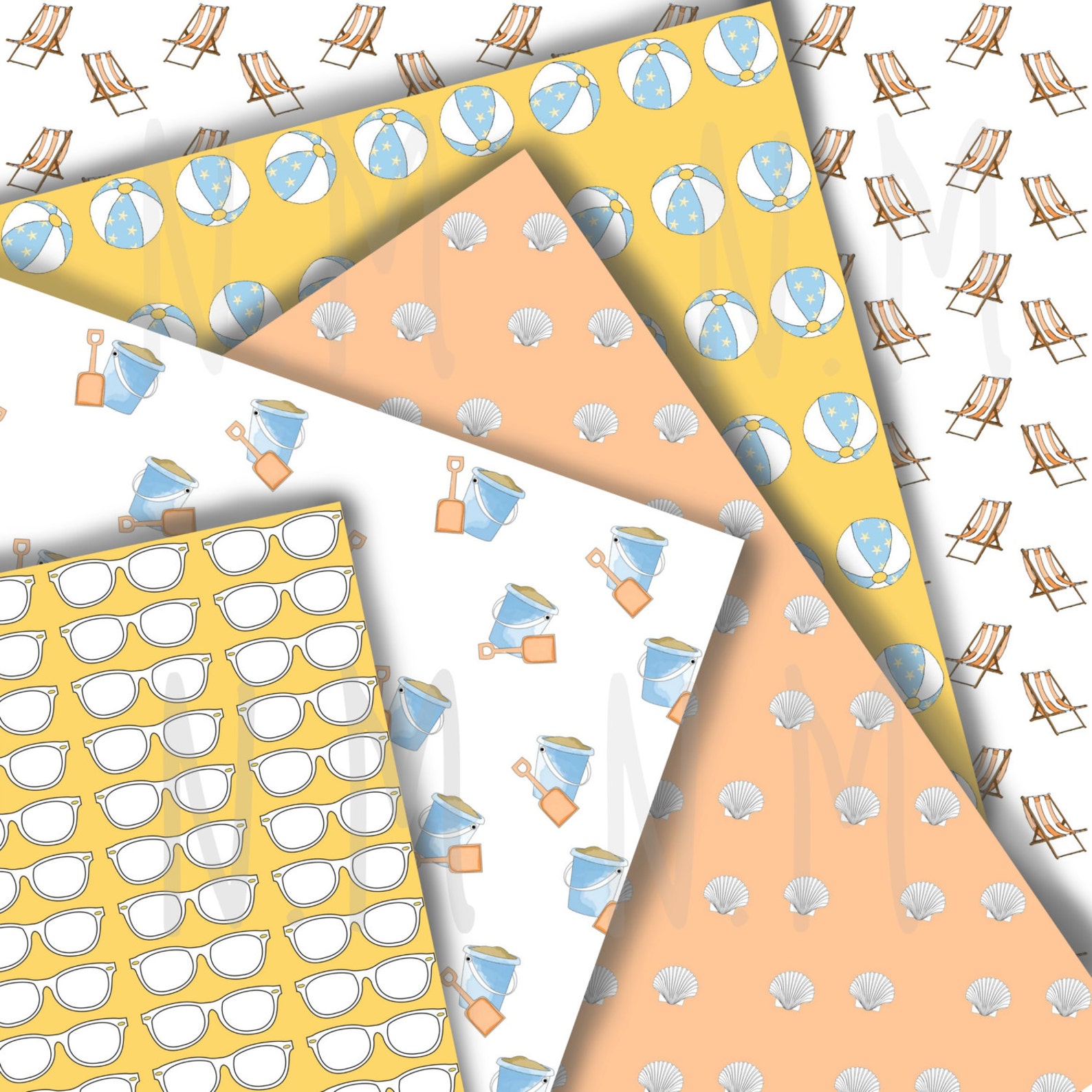 Beach Digital Paper at the Beach Colorful Summer Printable - Etsy