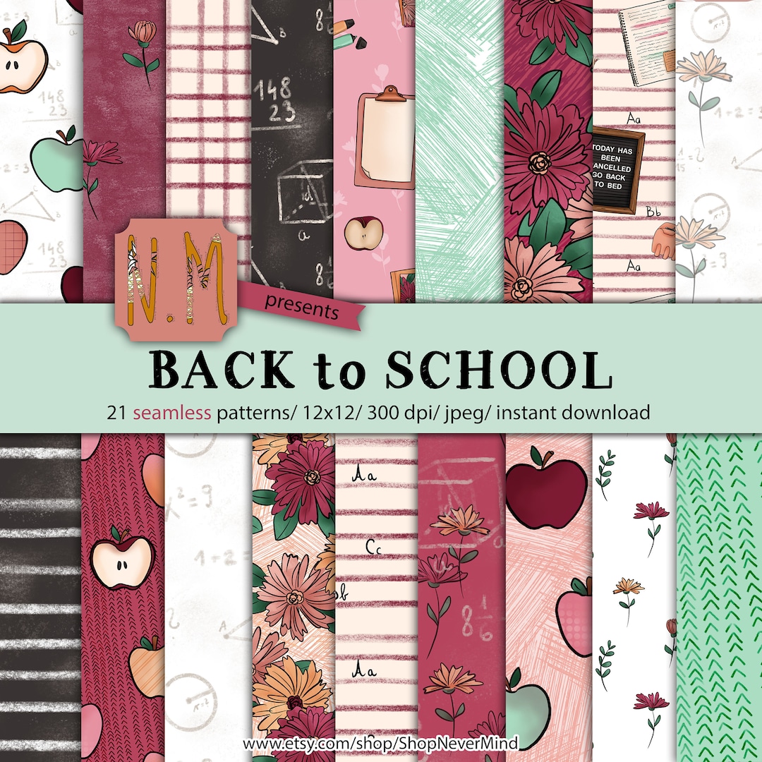 Back to School Digital Paper Pack Fall Planner Girl Digital Paper ...