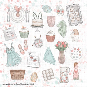 Easter Clipart Kit Commercial Use Pastel Spring Clipart Pastel Pink ...